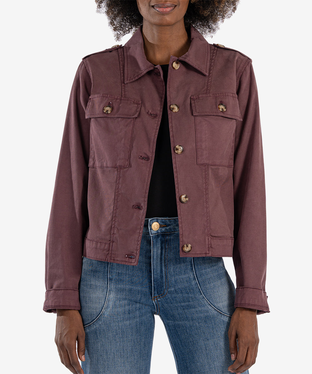Rosalyn Twill Trucker Jacket - Amethyst | KUT from the Kloth | KJ51701 ...